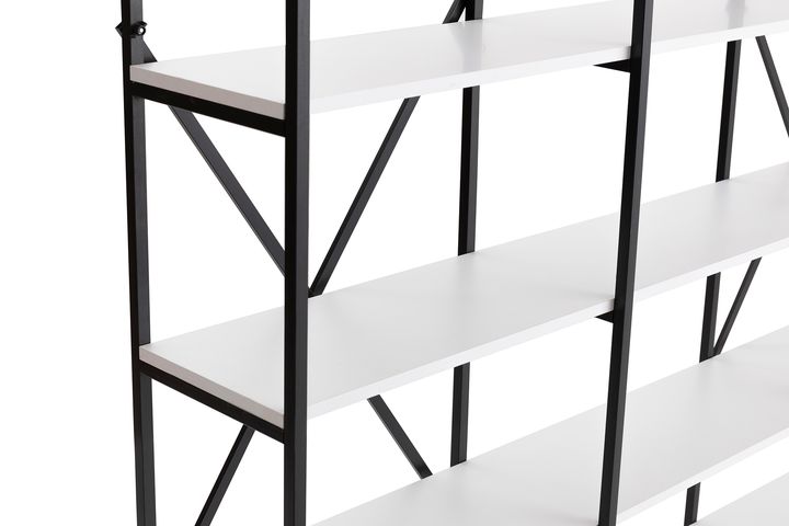 Nilamu Wide Bookcase, 170 cm, White | Vivense London