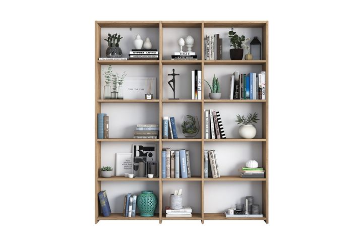 Rani Wide Bookcase, Walnut | Vivense London