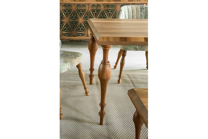 Maria 6-8 Seat Fixed Dining Table, Dark Wood | Vivense London