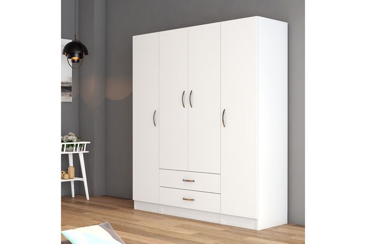 Jennie 4 Door Wardrobe, White | Vivense London