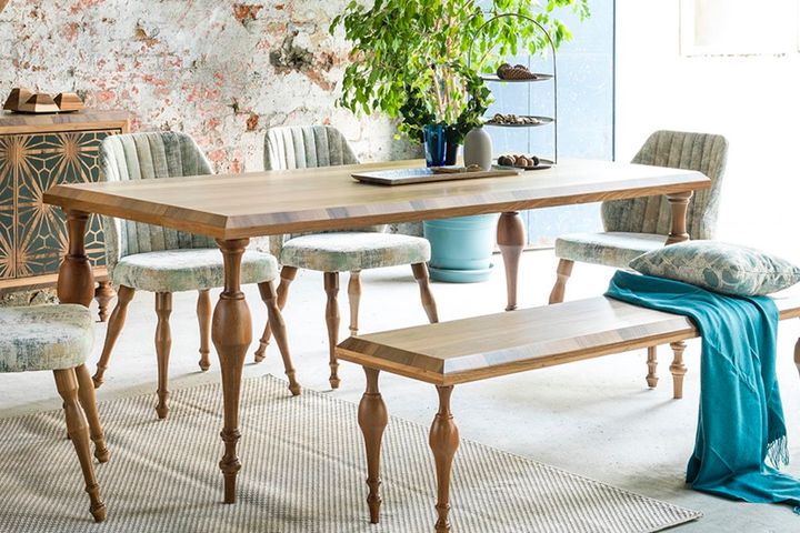 Maria 6-8 Seat Fixed Dining Table, Dark Wood | Vivense London