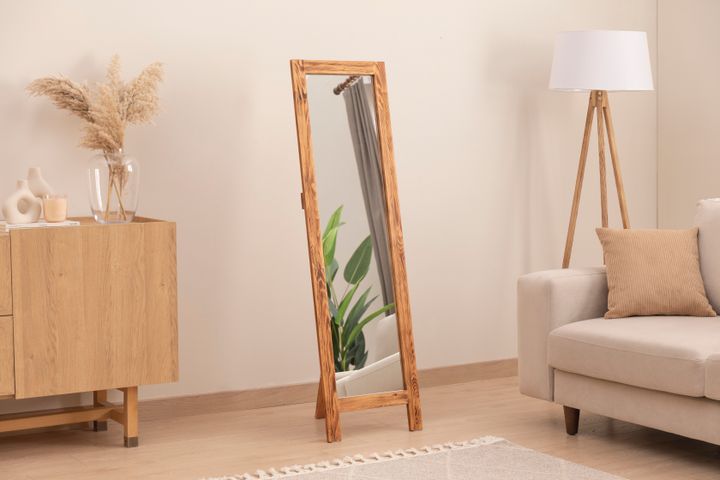 Sylvana Free Standing Mirror, 180 x 60 cm, Brown | Vivense London