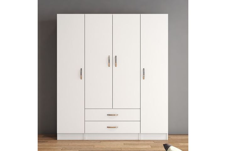 Jennie 4 Door Wardrobe, White | Vivense London