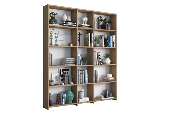 Rani Wide Bookcase, Walnut | Vivense London