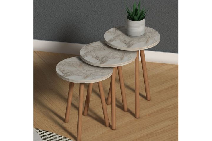 Elips Coffee Table Set, Walnut | Vivense London