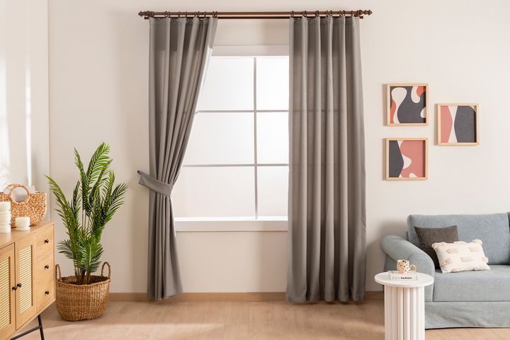 Tierra Darkening Curtain Pair, 160 x 250 cm, Light Grey | Vivense London