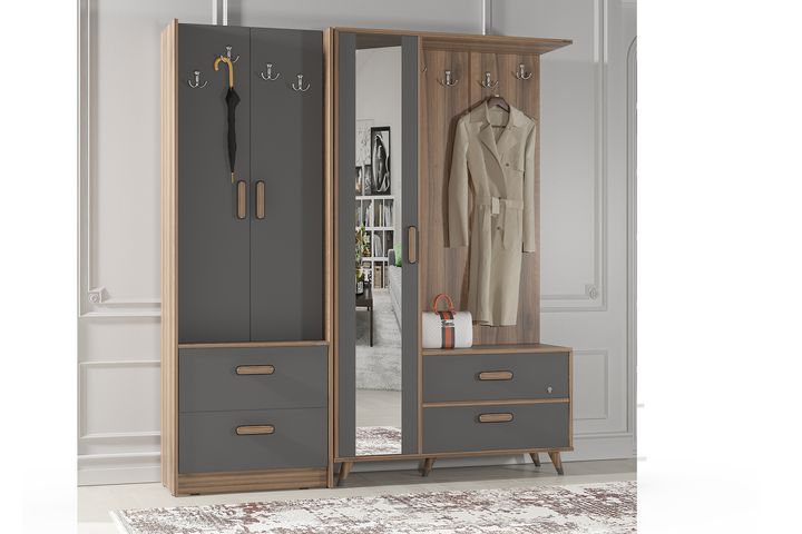 Helios Hall Tree, Anthracite & Walnut | Vivense London