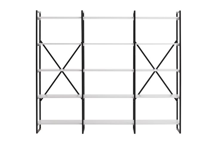 Nilamu Wide Bookcase, 170 cm, White | Vivense London