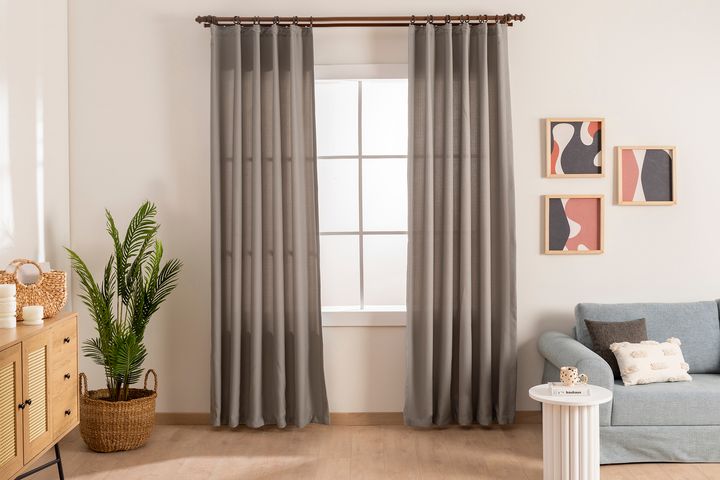 Tierra Darkening Curtain Pair, 160 x 250 cm, Light Grey | Vivense London