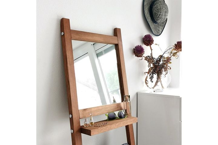 Neo Mirror Ladder Rack, Walnut | Vivense London