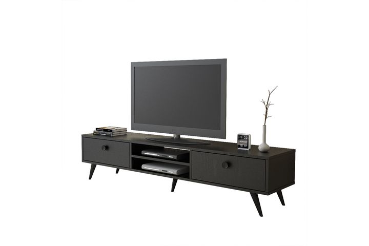 Robin Home Aria TV-Meubel met Houten Poten, 175 cm, Zwart | Vivense België