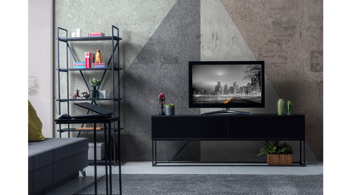 Black TV Unit, 180 cm, Black | Vivense London
